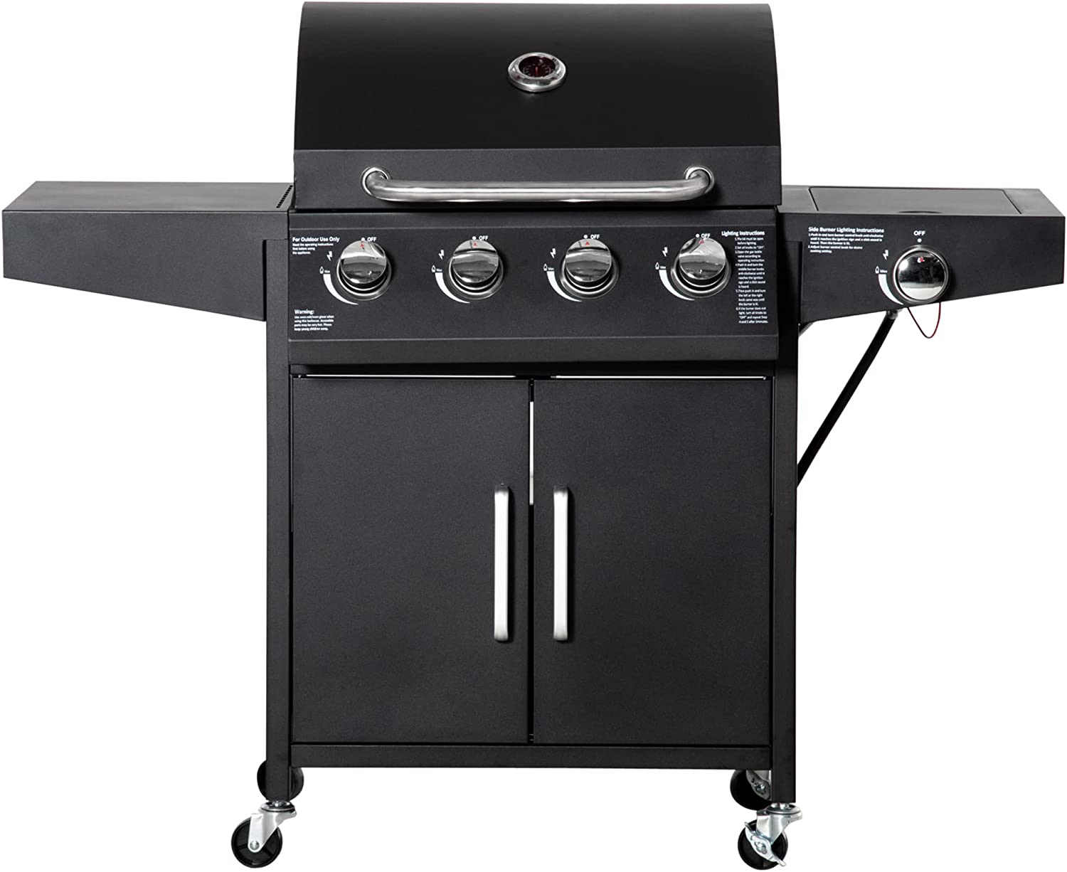 PENGFEI 4 Burner Propane Gas Grill, 50,000 BTU Steel Outdoor Barbeque ...