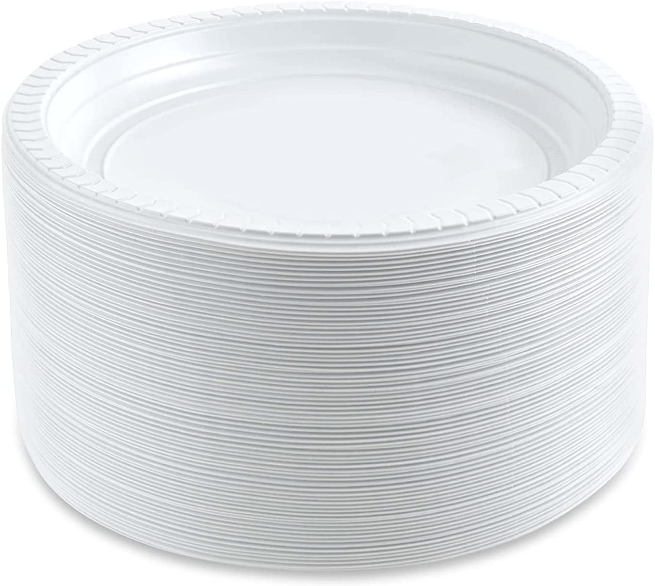 PENGFEI 6'' inch Round Plastic Plates Microwaveable, Disposable, White ...