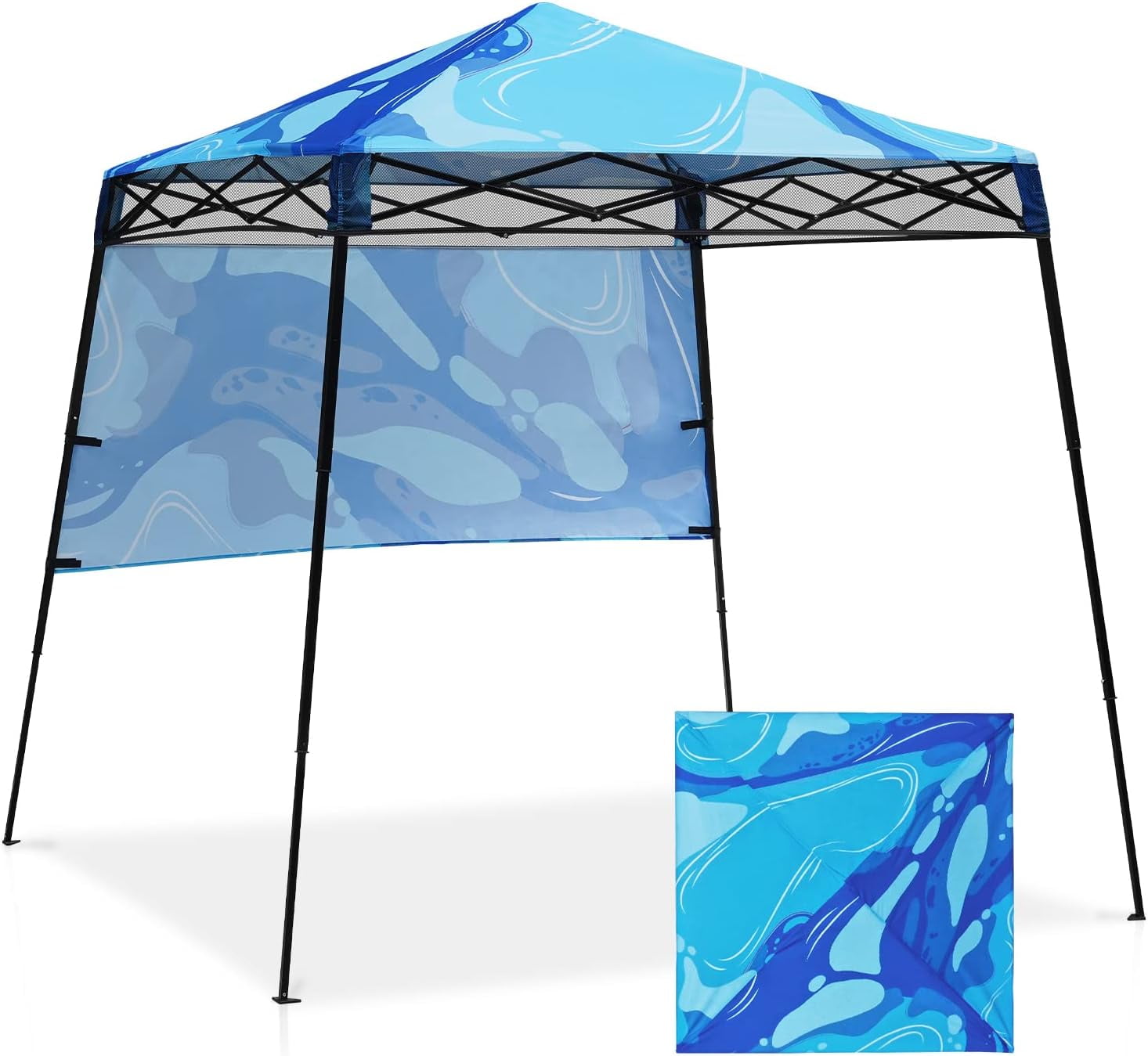 PENGFEI 8x8 Pop Up Canopy Tent with Sidewall, Compact, Portable Slant ...