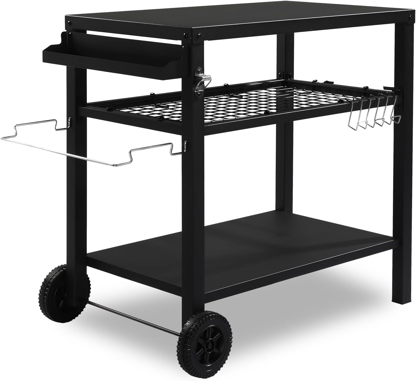PENGFEI BBQ Table, Rolling Pizza Oven Cart Table Outdoor Grill Cart ...