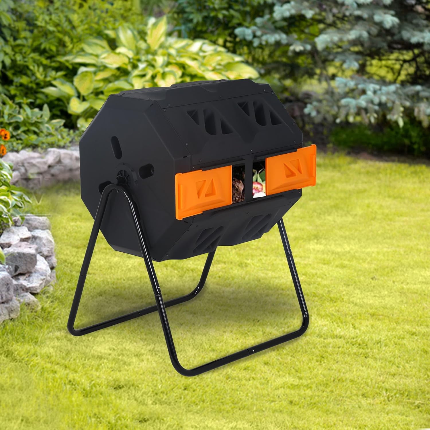 PENGFEI Compost Bin, 43 Gallon Large Capacity Composting Bins Tumbling Composter,BPA Free Dual ...