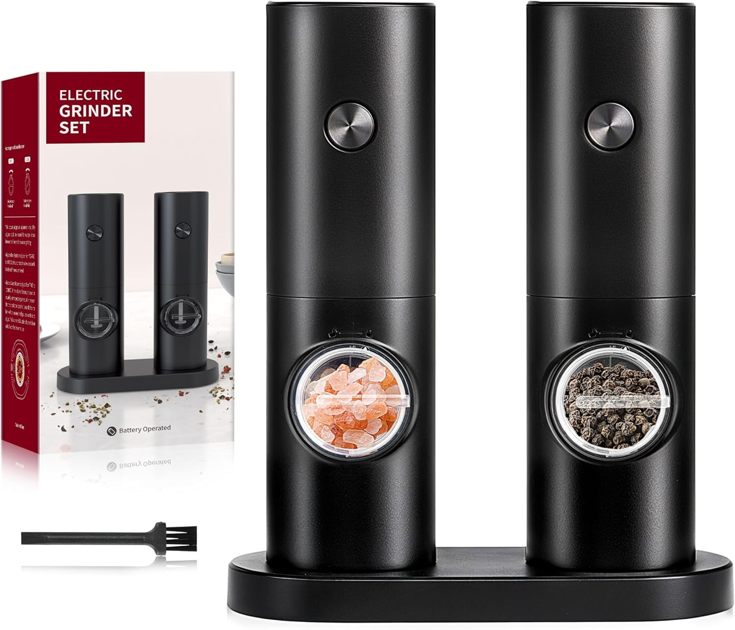 PENGFEI Electric Salt and Pepper Grinder Set (2 Pack), One Hand ...