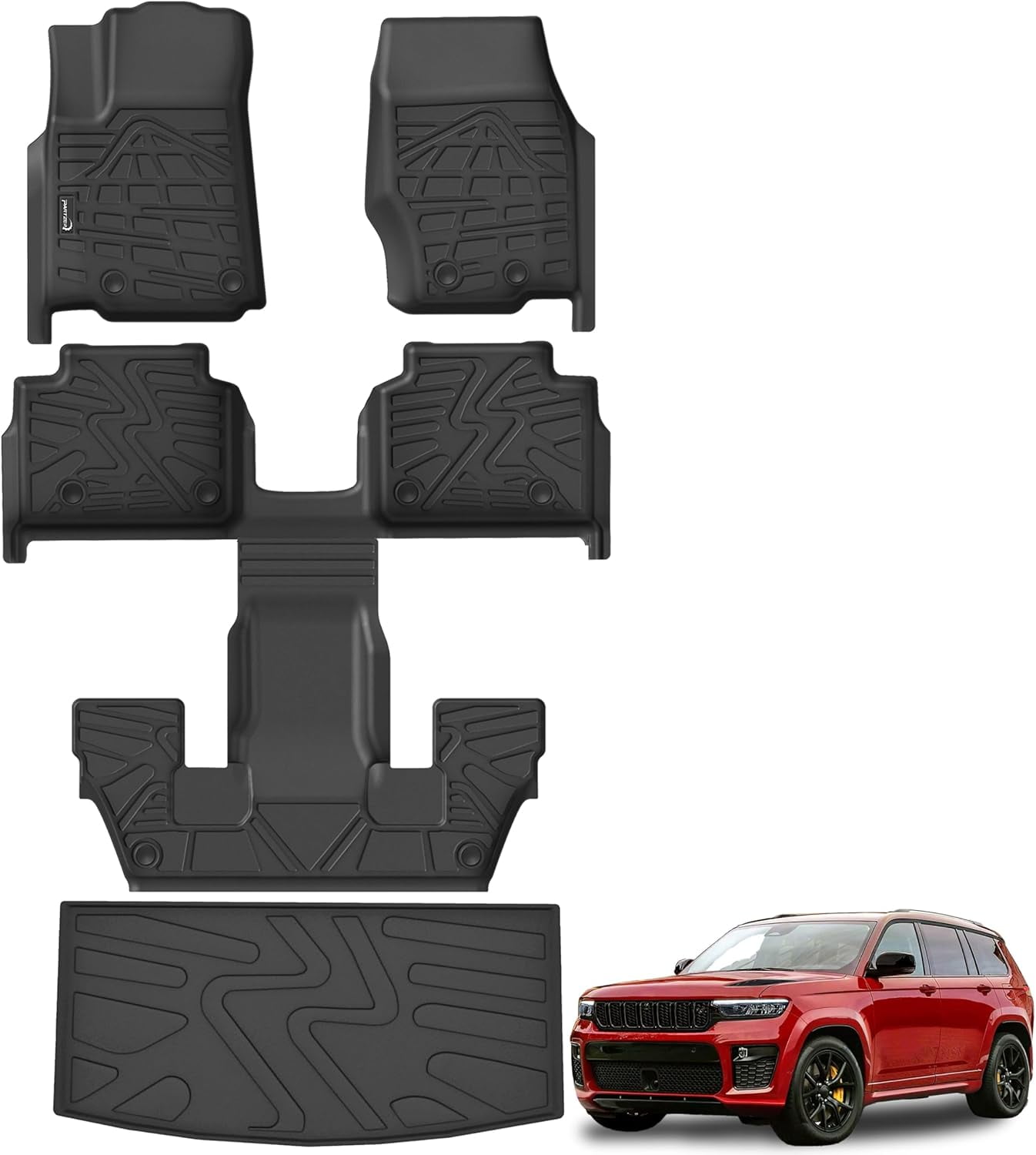 PENGFEI Floor Mats Cargo Liner Fit for 2021-2025 Jeep Grand Cherokee L ...