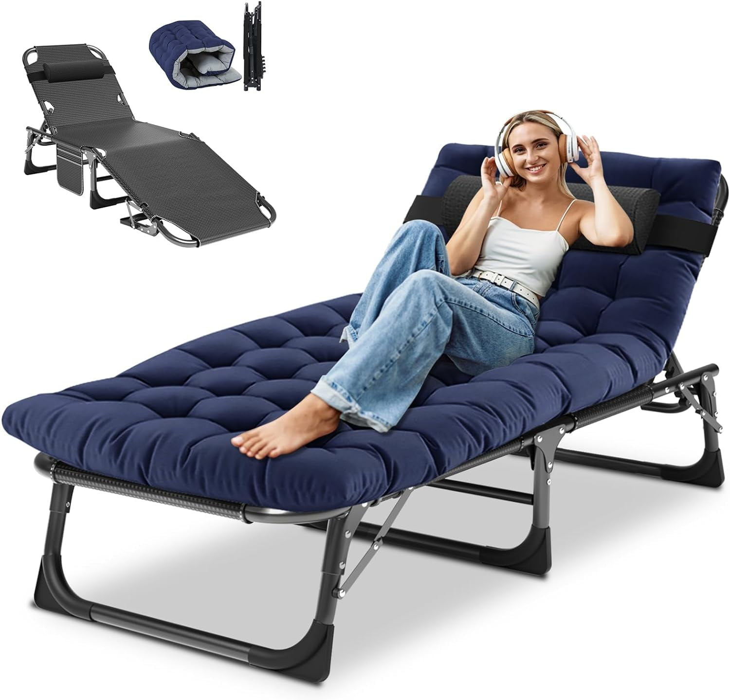 PENGFEI Heavy Duty Chaise Lounge Chair, Adjustable 5-Position Folding ...