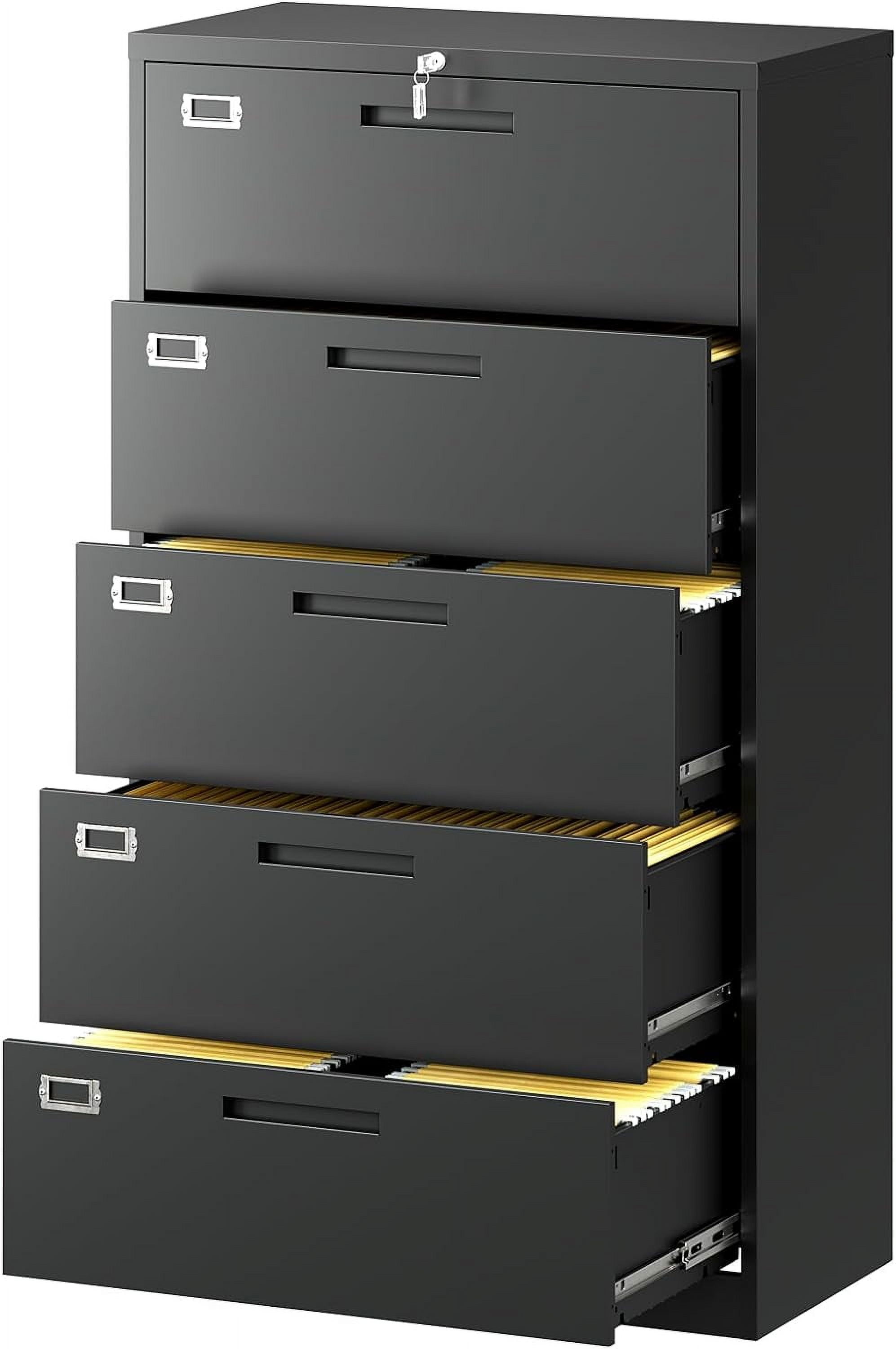 PENGFEI Lateral File Cabinet with 5 Drawers - Metal Steel Filling ...