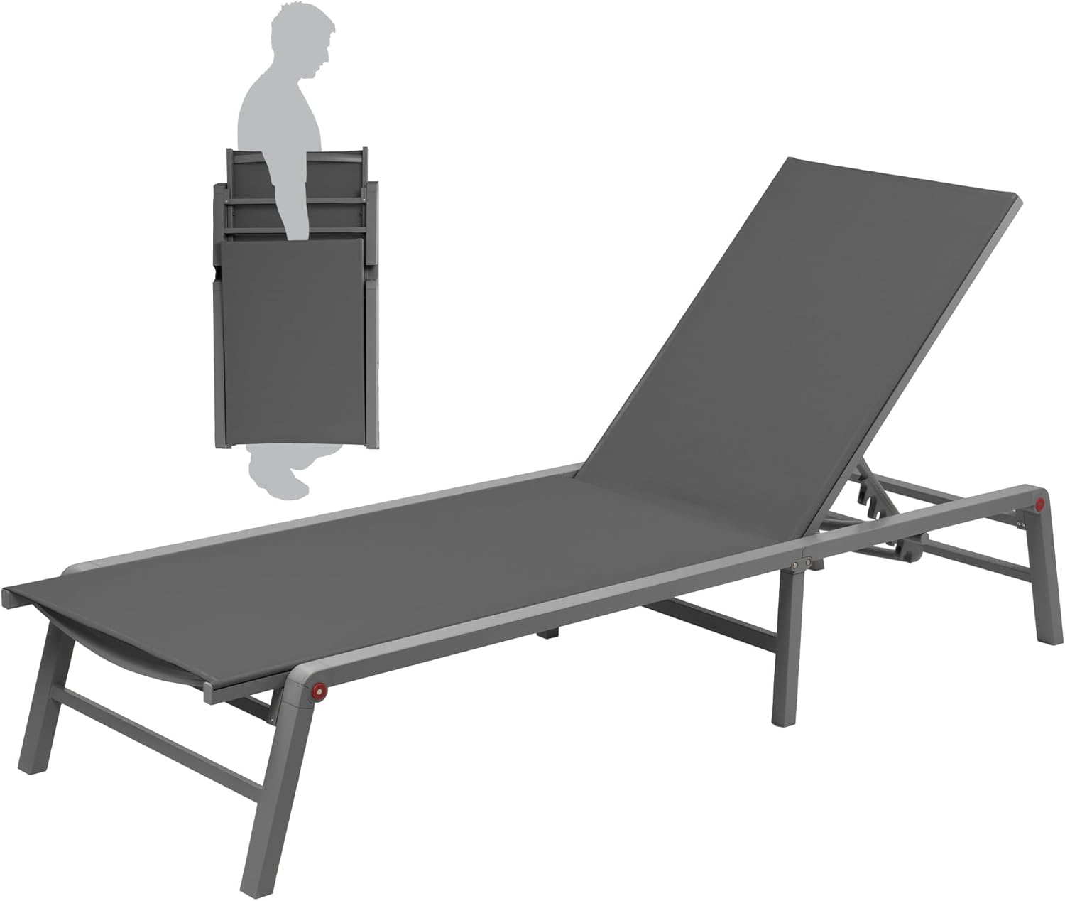 PENGFEI Lounge Chair Outdoor Foldable Lounge Chair with 5 Adjustable ...
