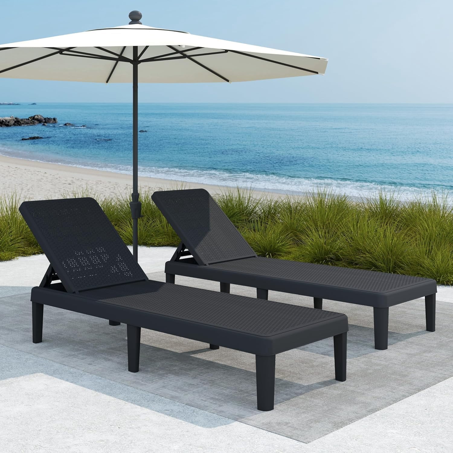 PENGFEI Outdoor Chaise Lounge Chair Set of 2,Lightweight Patio Chairs ...
