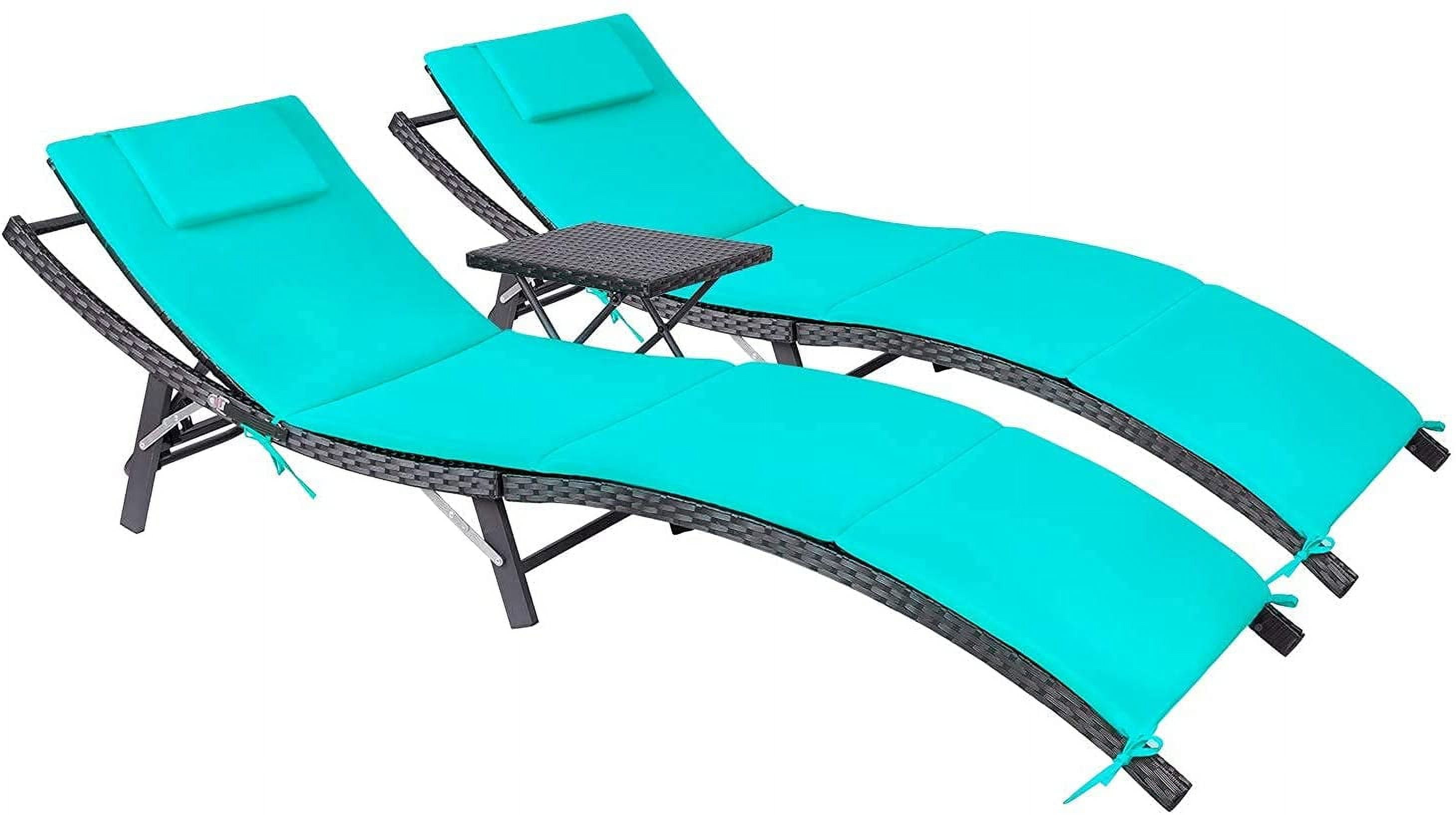 PENGFEI Patio Chaise Lounge Sets Outdoor Rattan Adjustable Back 3 ...