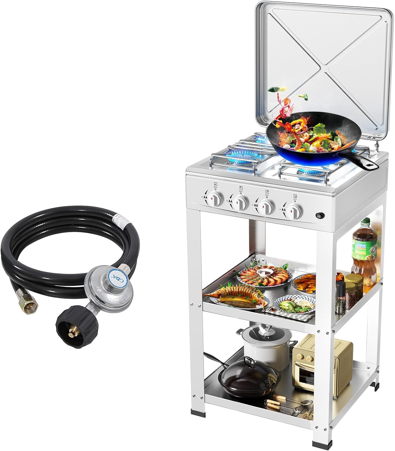 PENGFEI Propane Gas Stove-300000BTU Portable Gas Stove with Support Leg ...