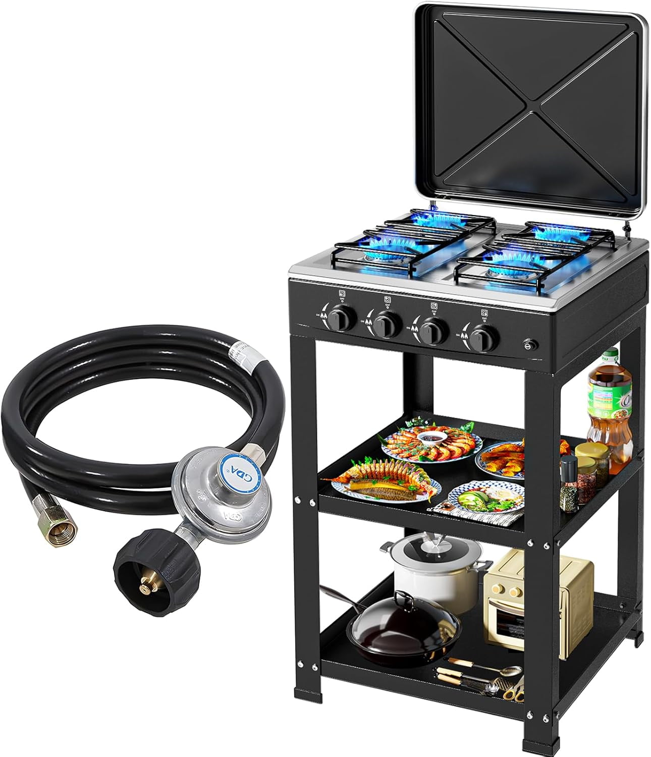 PENGFEI Propane Gas Stove-300000BTU Portable Gas Stove with Support Leg ...
