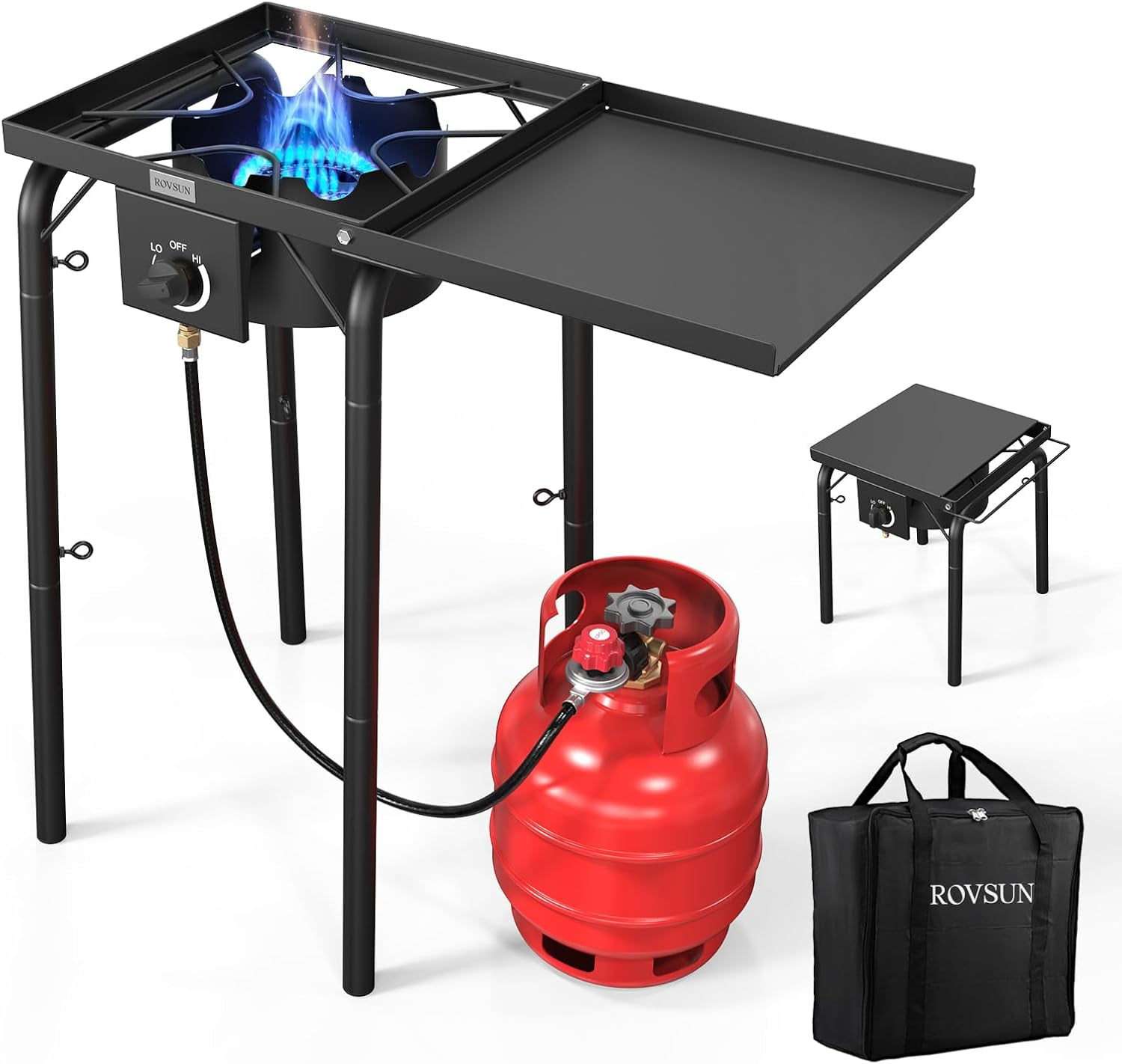PENGFEI Single Burner Propane Gas Stove with Side Shelf & Carrying Bag ...