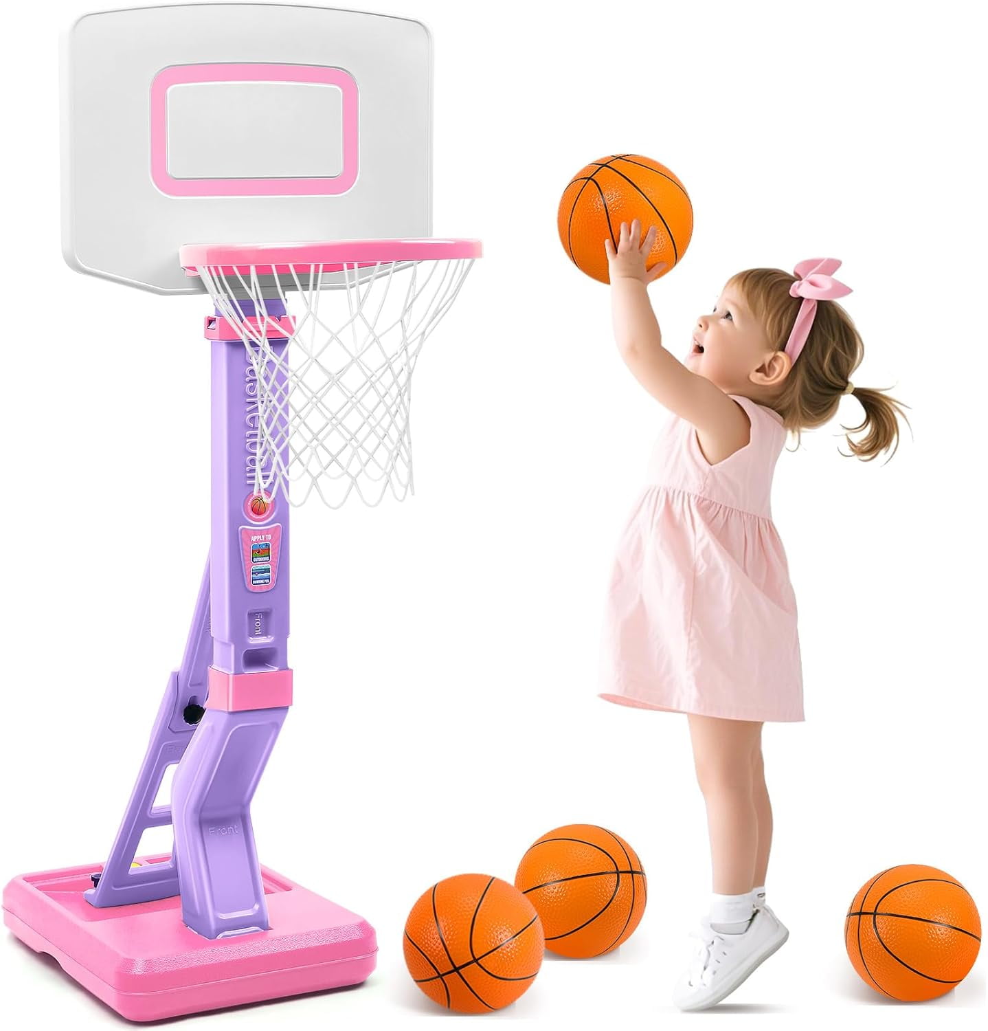 PENGFEI Toddler Basketball Hoop for Kids 1-3,2-4, Height Adjustable ...