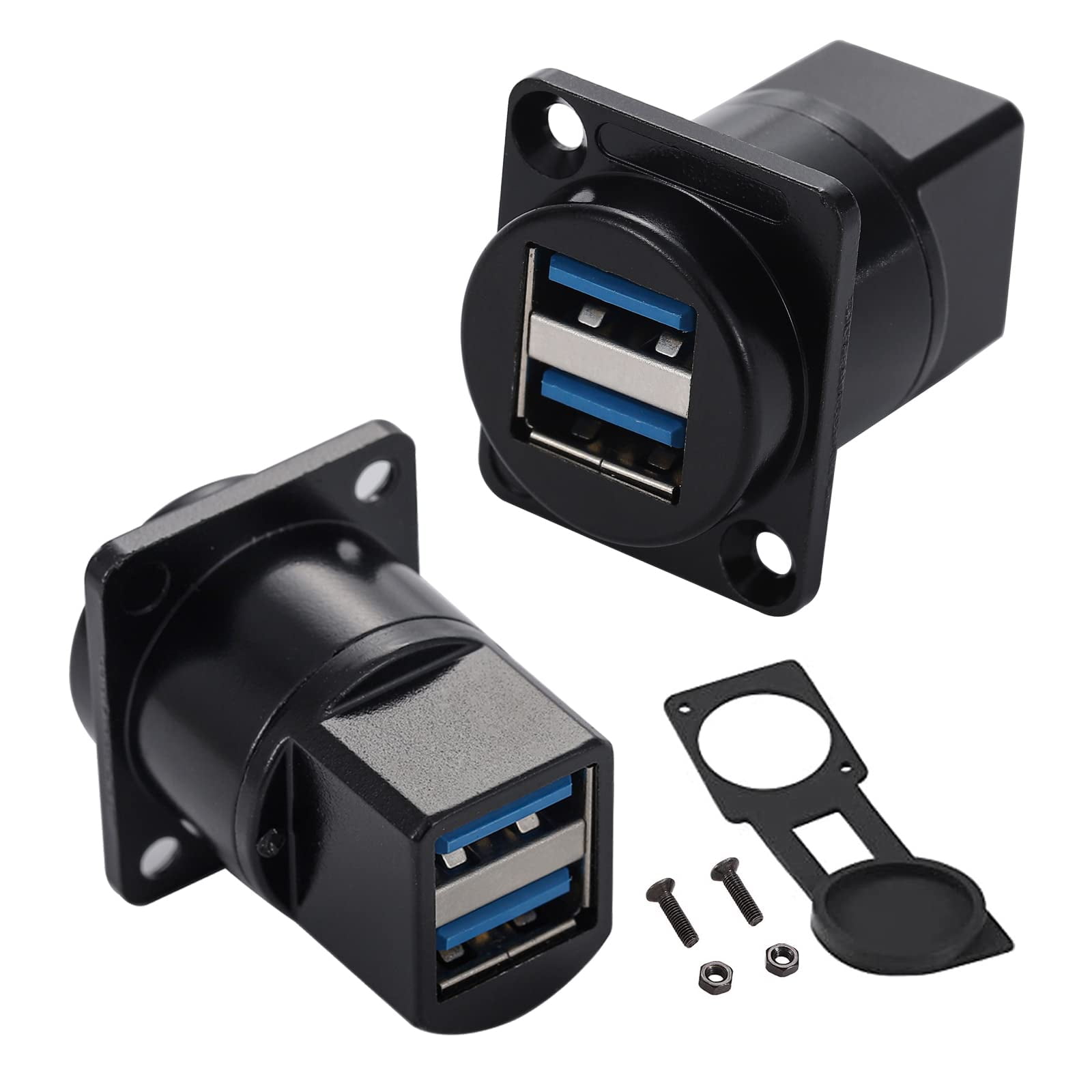 PENGLIN 2PCS Dual Ports KEF16 USB 3.0 Panel Mount Connector,USB 3.0 Female to Female Coupler D ...