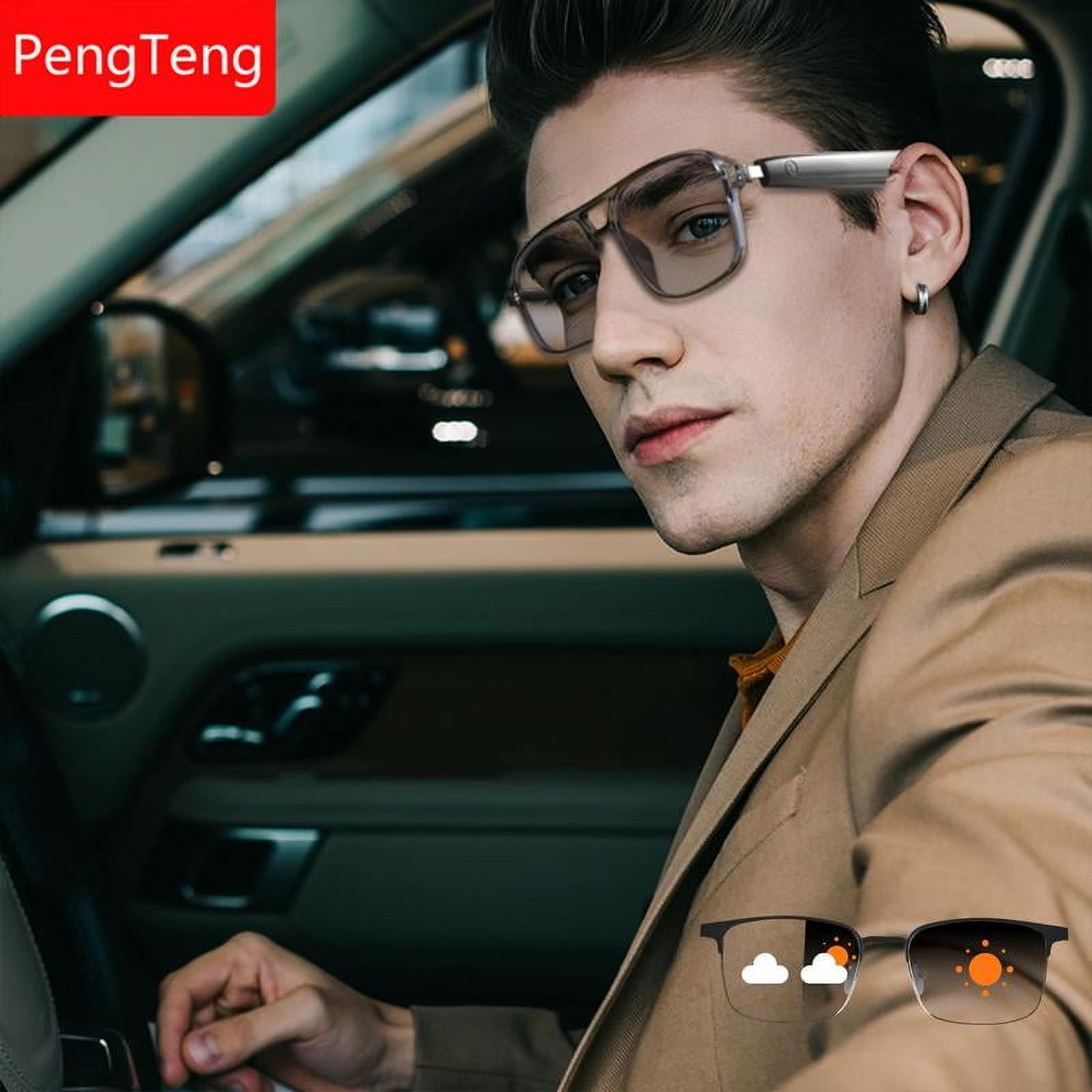 PENGTENG Smart Glasses, Fashionable Touch Control Smart Glasses, Audio ...