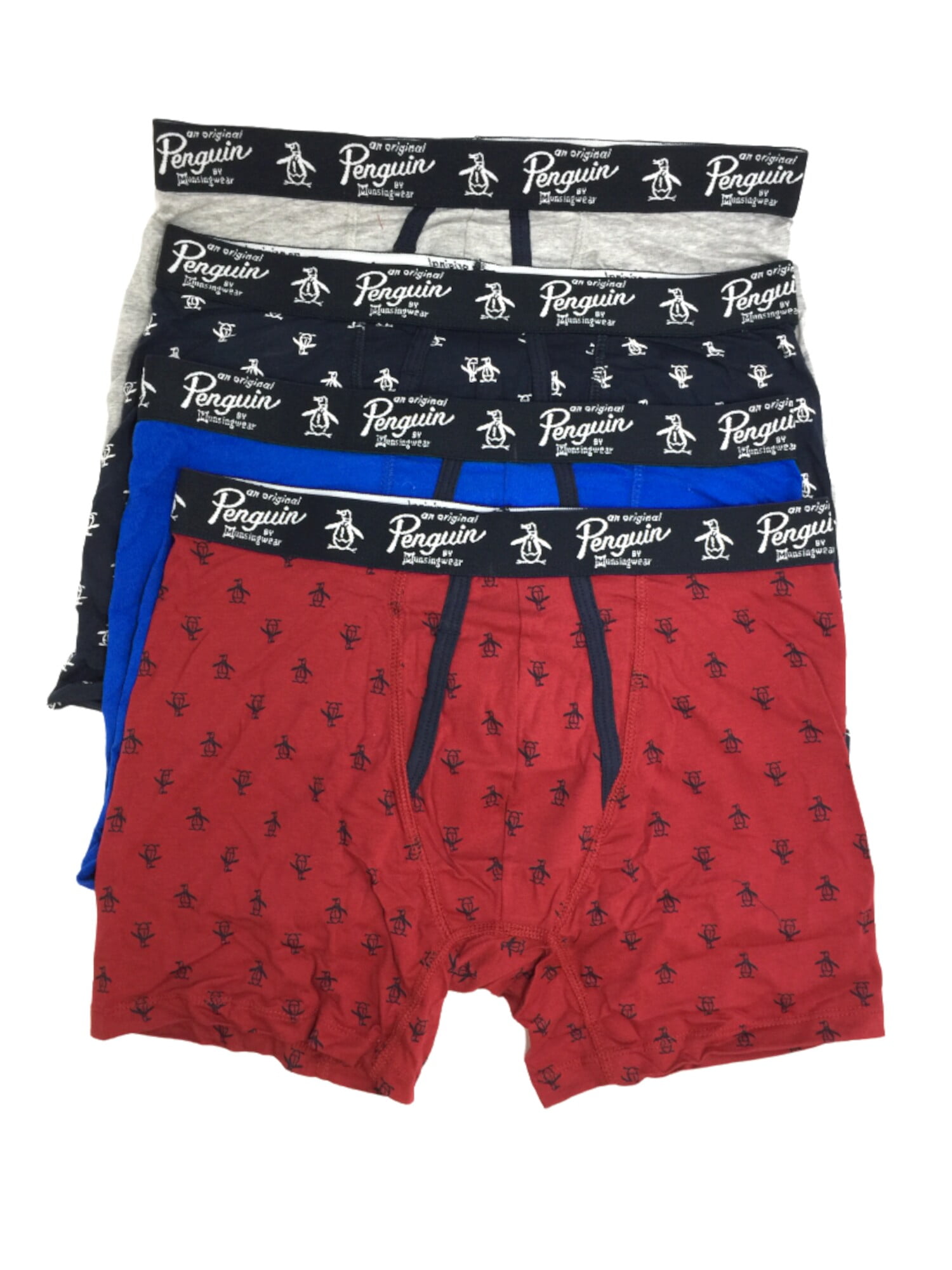 PENGUIN Boxer Brief Underwear, 4 Pack, Blue, Cotton Blend, Size M ...