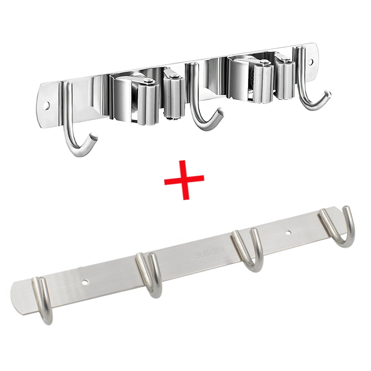 PENGXIANG 2PCS hook tool. Broom Mop Holder Wall Mount Stainless Steel ...