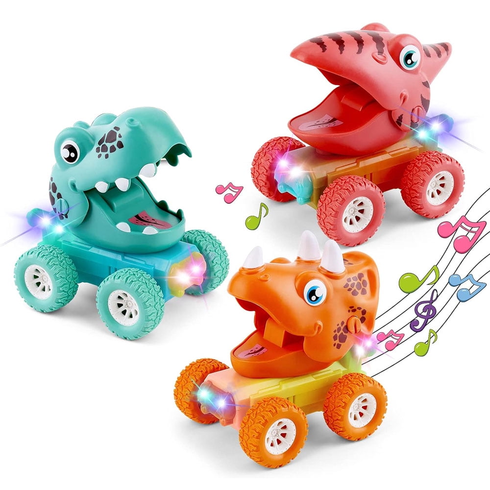 PENGXIANG 3 Pack Dinosaur Cars with Realistic Sound and Flashing Light ...
