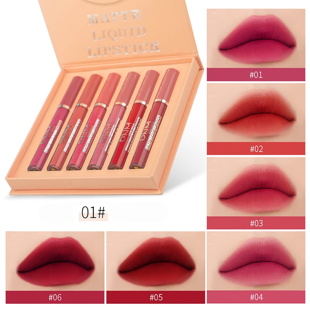 PENGXIANG 6pcs Matte Liquid Lipstick with Lip Plumper Makeup Set ...