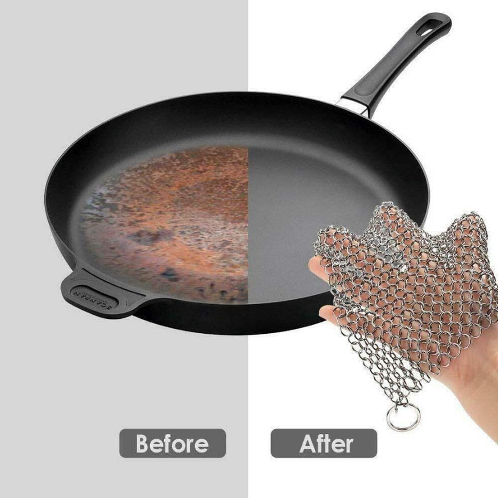 PENGXIANG Cast Iron Cleaner Steel Scrubber - 6x6"Cookware Cleaner For ...