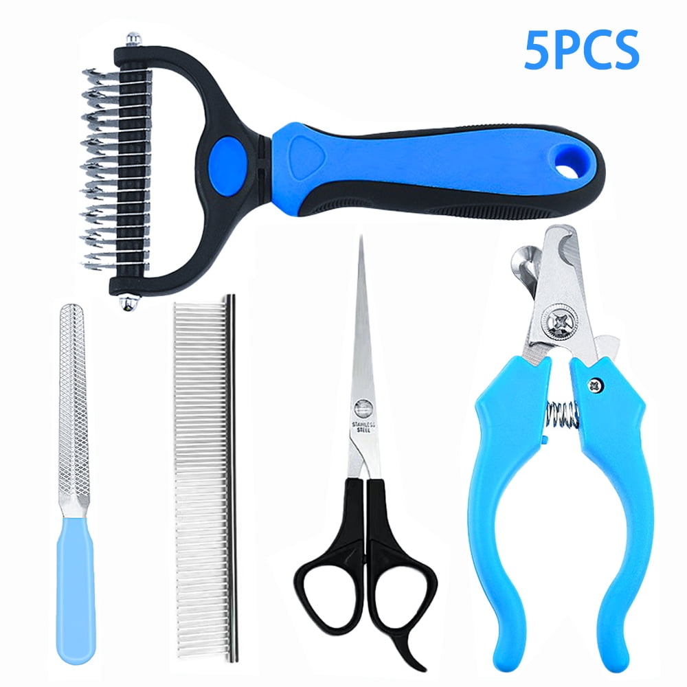 PENGXIANG Pet Grooming Scissors Set, Safety Round Tip Grooming Tools for Pet Dogs Cats Full Body ...