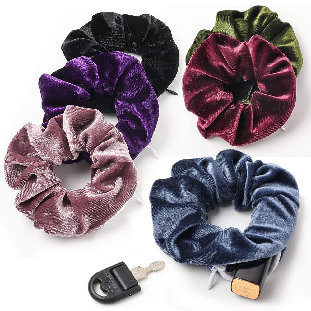 PENGXIANG Scrunchies With Pocket Zipper Hair Ties for Women Big Vsco ...
