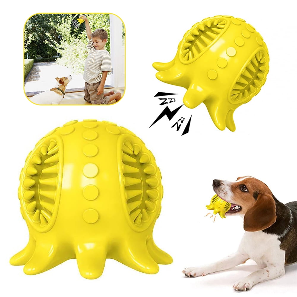 PENGXIANG Squeaky Dog Toys for Aggressive Chewers, Pet Tooth Cleaning Ball, Durable Rubber Dog ...