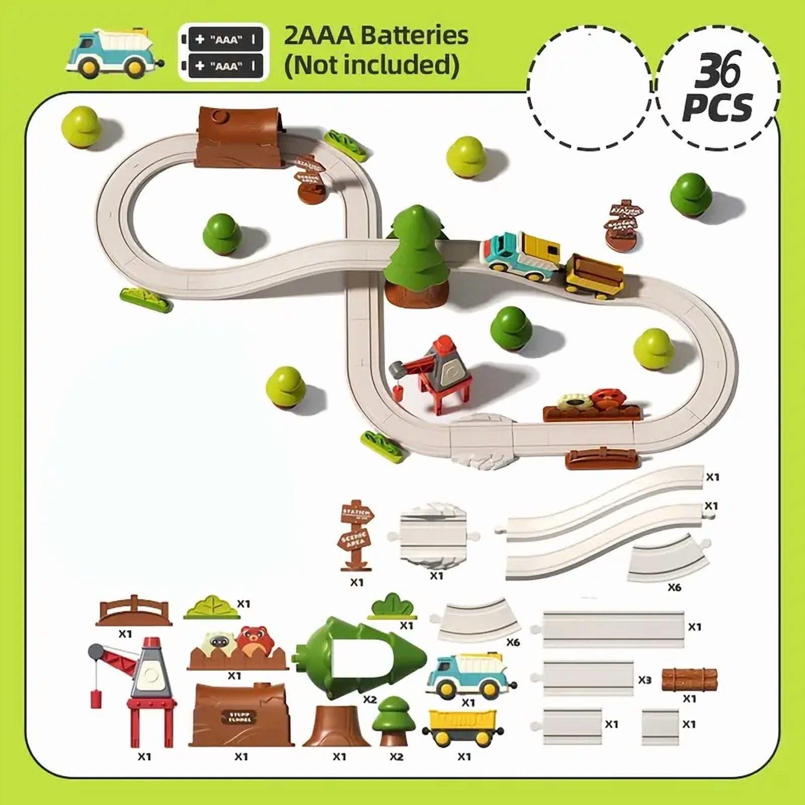 PENGYD 36 Piece Forest Track Adventure Electric Train Set with Magnetic ...