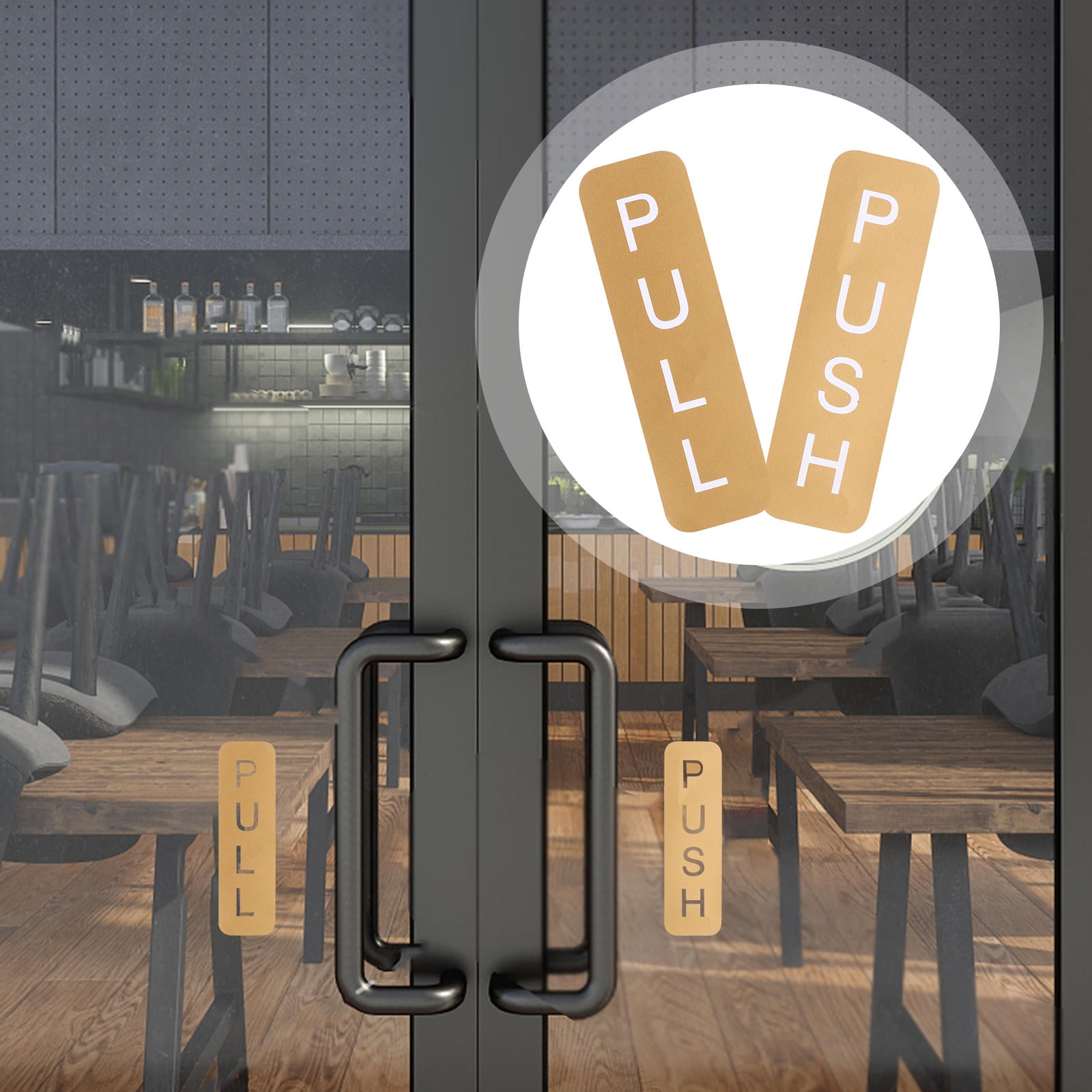 PENIKOKO 1Pair Golden Push Pull Sign Door Decal for Home and Office ...