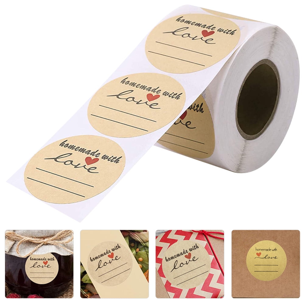 PENIKOKO 1 Roll Bakery Label Sticker Khaki Paper Handmade Design for ...