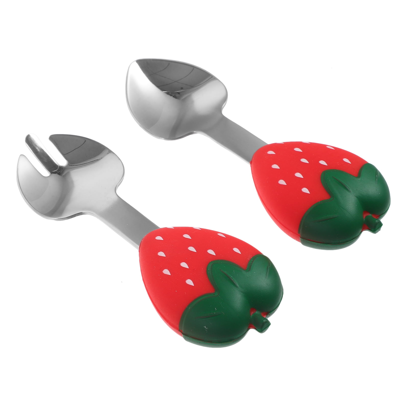 PENIKOKO 1 Set Strawberry Shaped Toddler Forks and Spoons Kids Eating ...