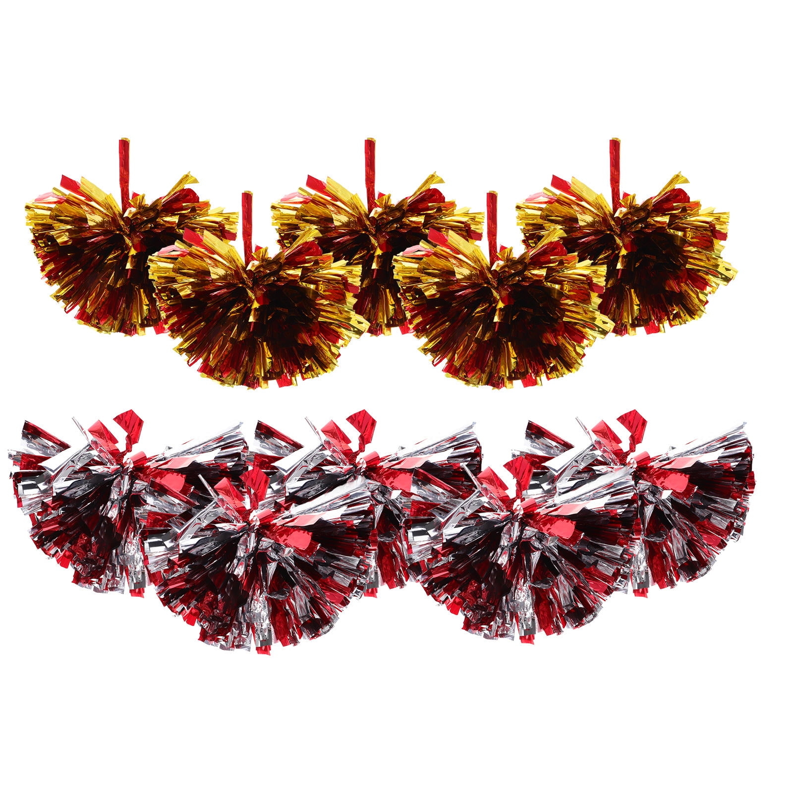 PENIKOKO 10Pcs Red with Gold Cheerleading Pom Poms for Cheerleading ...