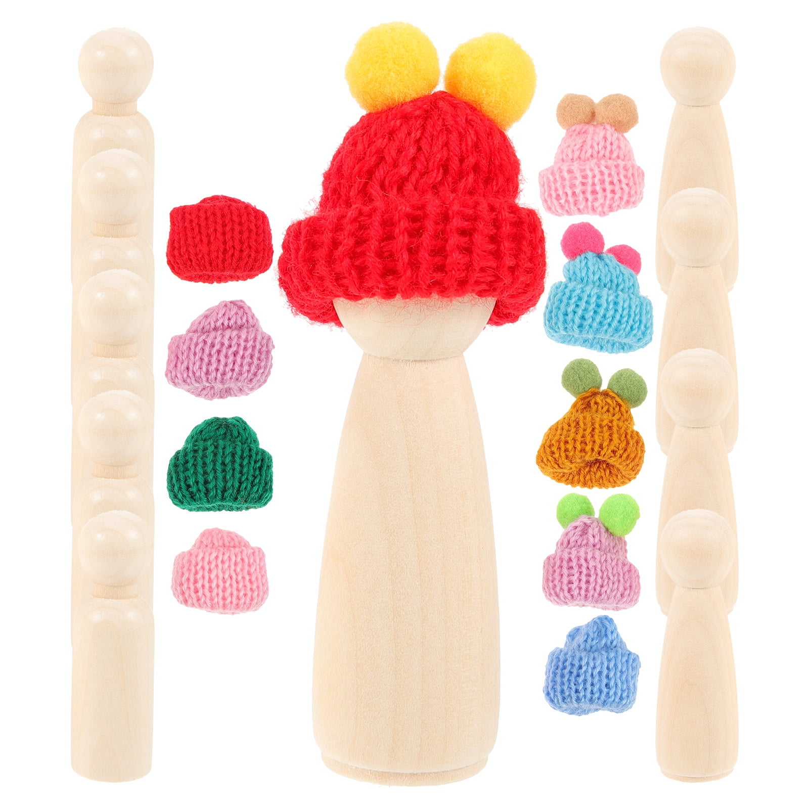 PENIKOKO 10Pcs Unpainted Wood Pegs Diy Hand-painted Crafts for Creative ...