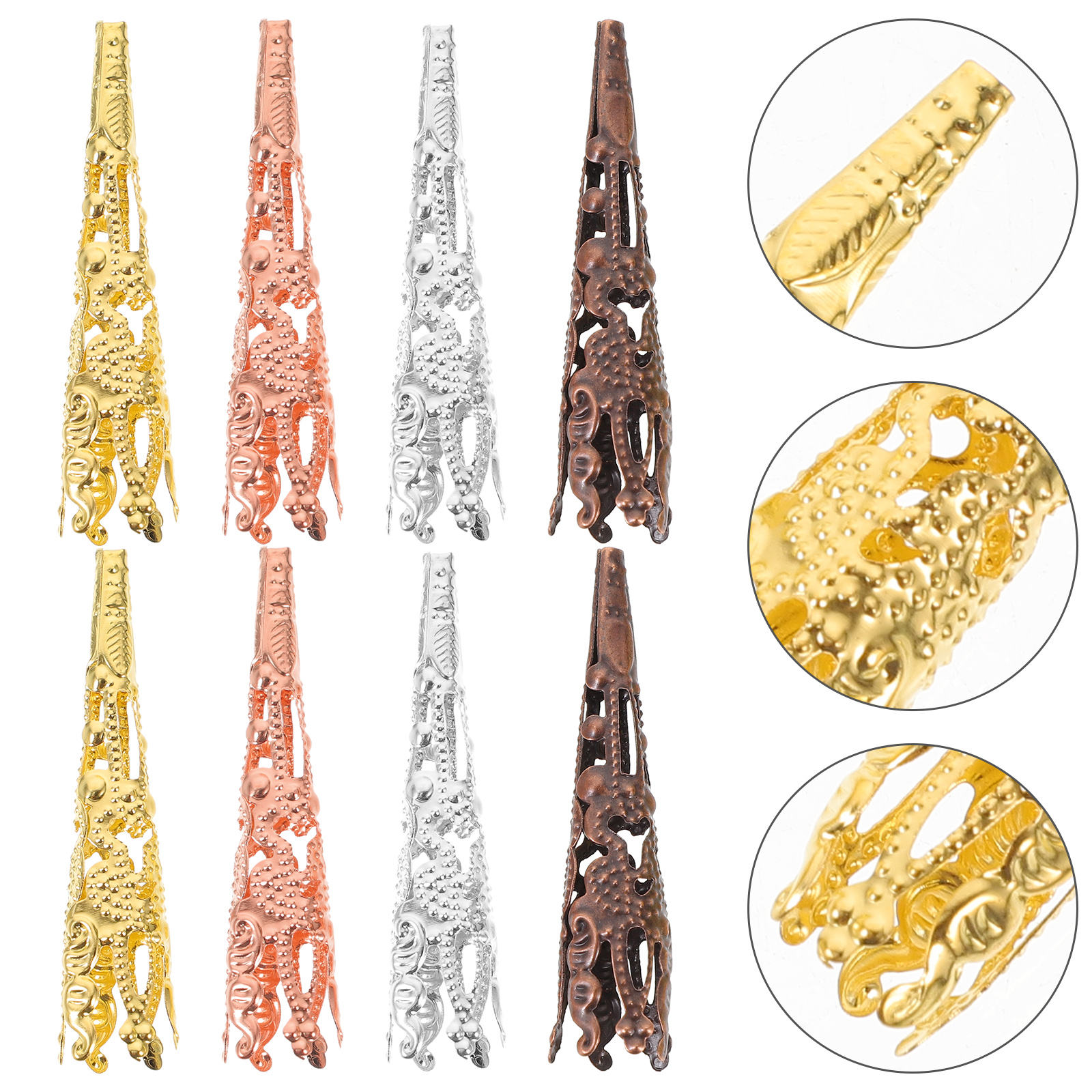 PENIKOKO 120Pcs Metal Craft Cones Assorted Color Spacers Cone Beads End ...