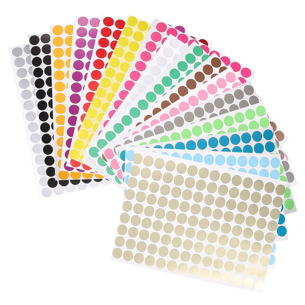 PENIKOKO 16 Sheets Multi Color Round Stickers Adhesive Sticker for ...