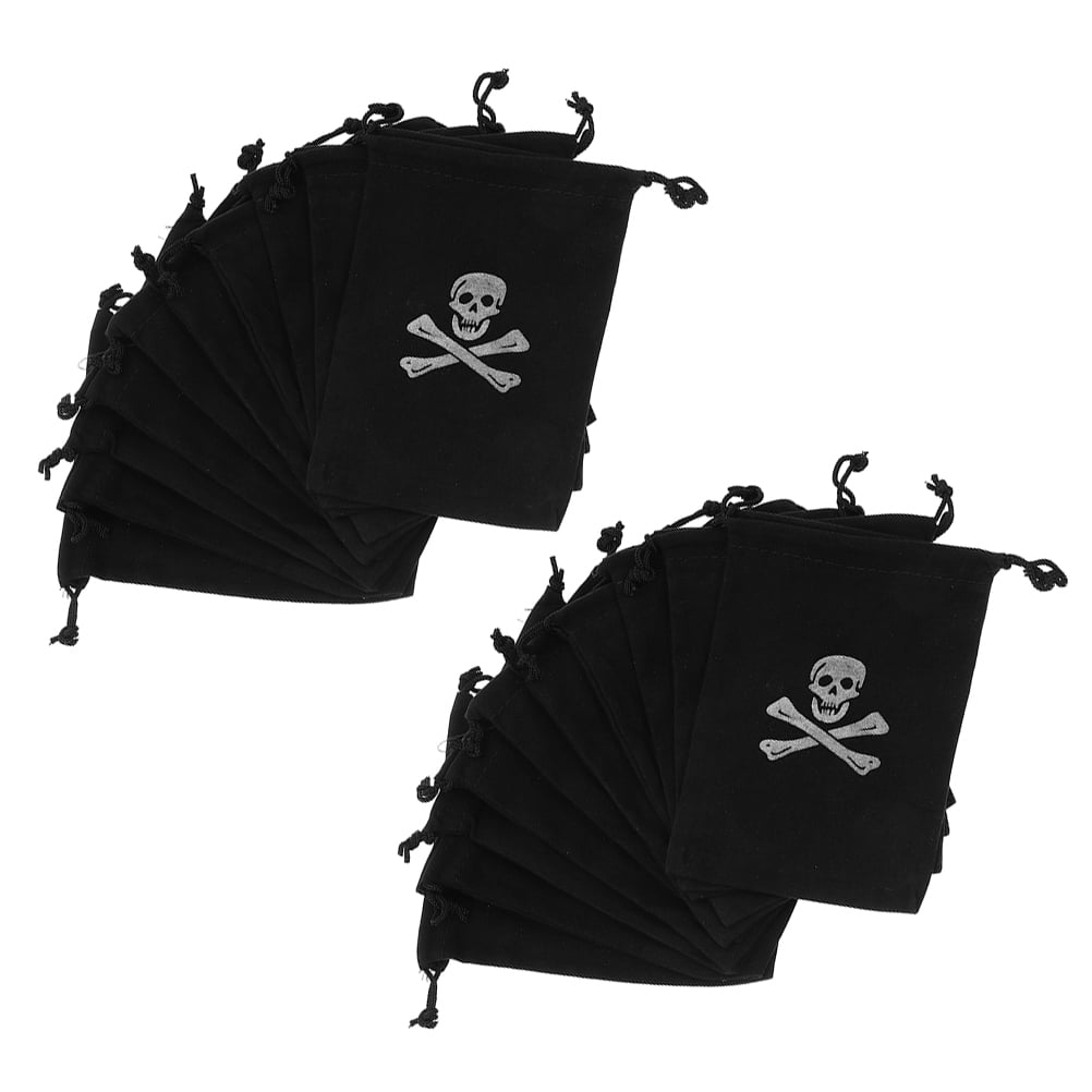 PENIKOKO 30Pcs Black Treasure Bags Pirate Drawstring Pouches for Party ...
