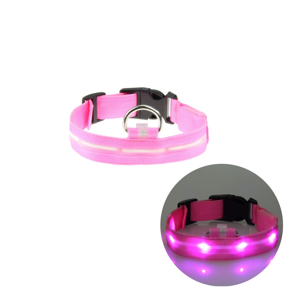 PENIKOKO 1Pack Glowing in the Dark Collar for Dogs Pink Nylon with LED ...