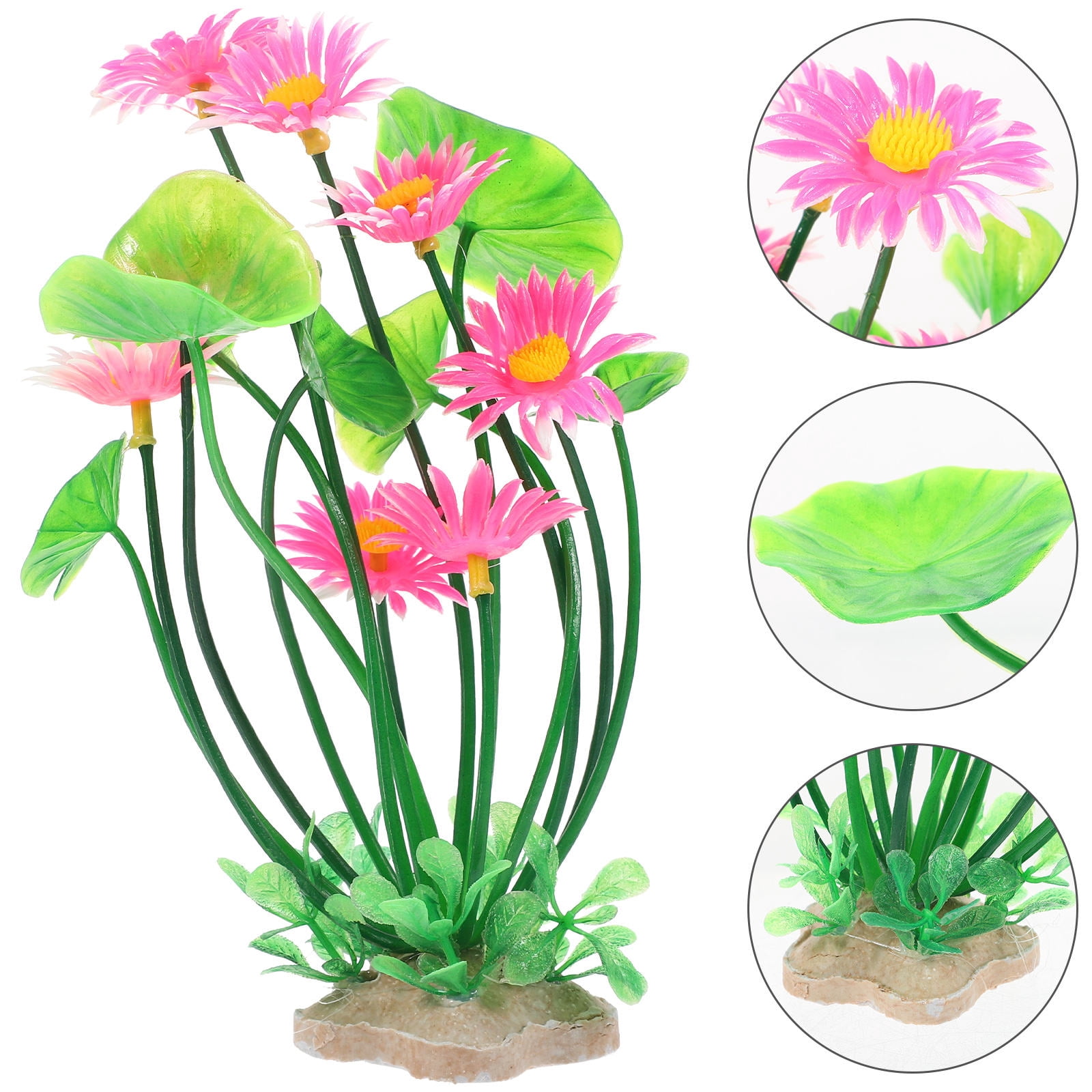 PENIKOKO 1Pack Pink Plastic Artificial Lotus Flower for Aquarium ...