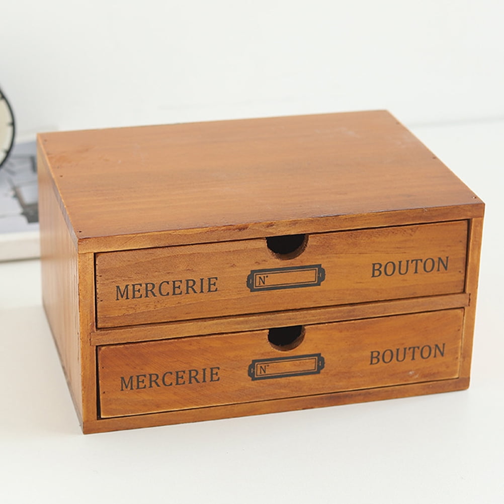 PENIKOKO 1Pack Small Drawer Storage Box Rustic Desk Organizer Wooden ...