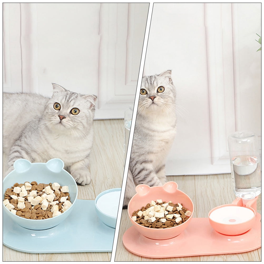 PENIKOKO 1Pc Pink Detachable Pet Bowl Neck Protection Double Feeder For ...