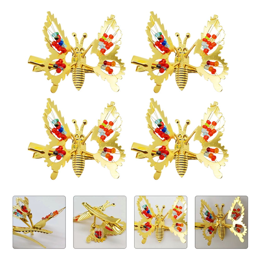 PENIKOKO 1Set Elegant Golden Hair Pin with Flutter Hair Decoration ...