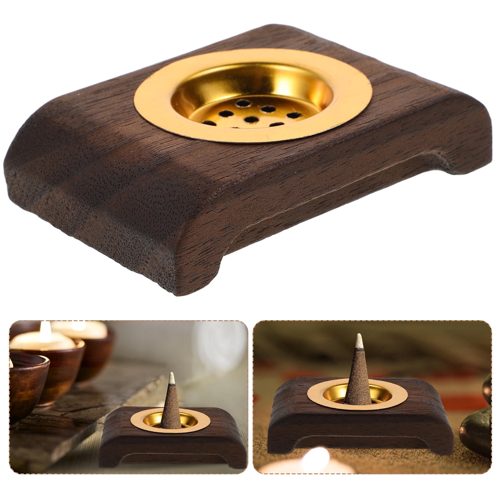 PENIKOKO 1Set Incense Burner Dark Brown Wood Aromatic Incense Living ...
