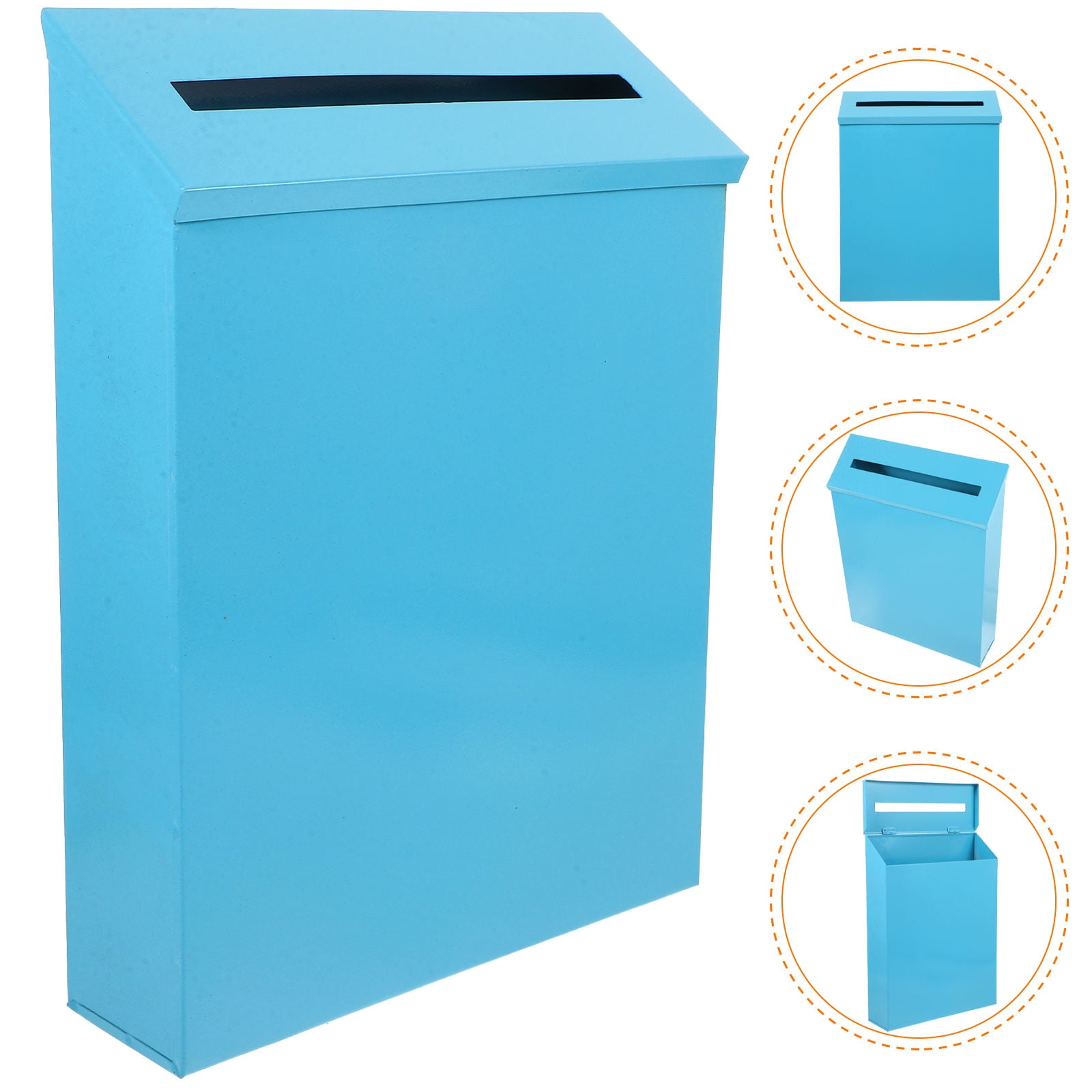 PENIKOKO Post Box Wall Mounted Mailbox Outdoor Use Iron Blue 1Pack ...