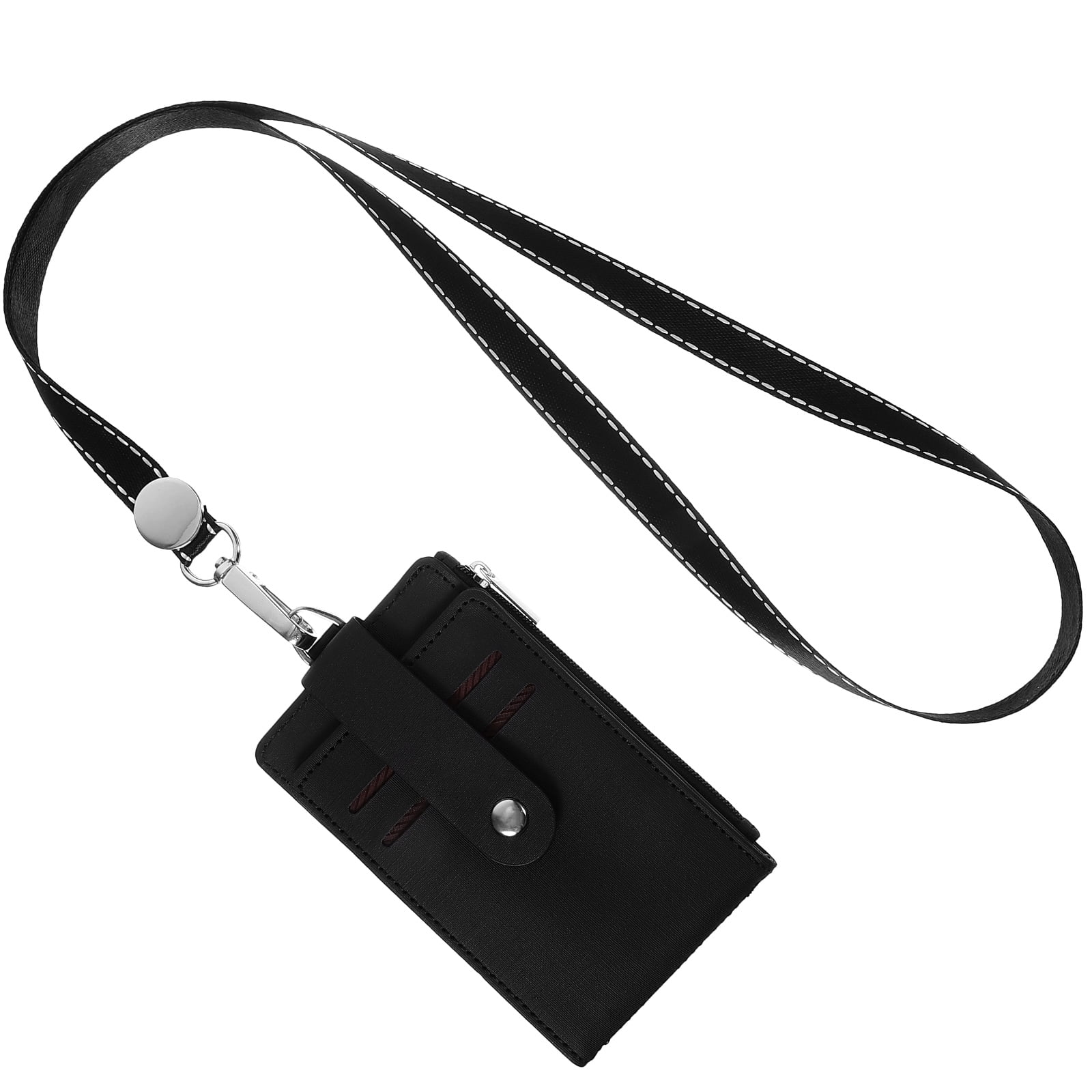 PENIKOKO Student ID Card Holder with Lanyard, Black PU , Rectangular ...