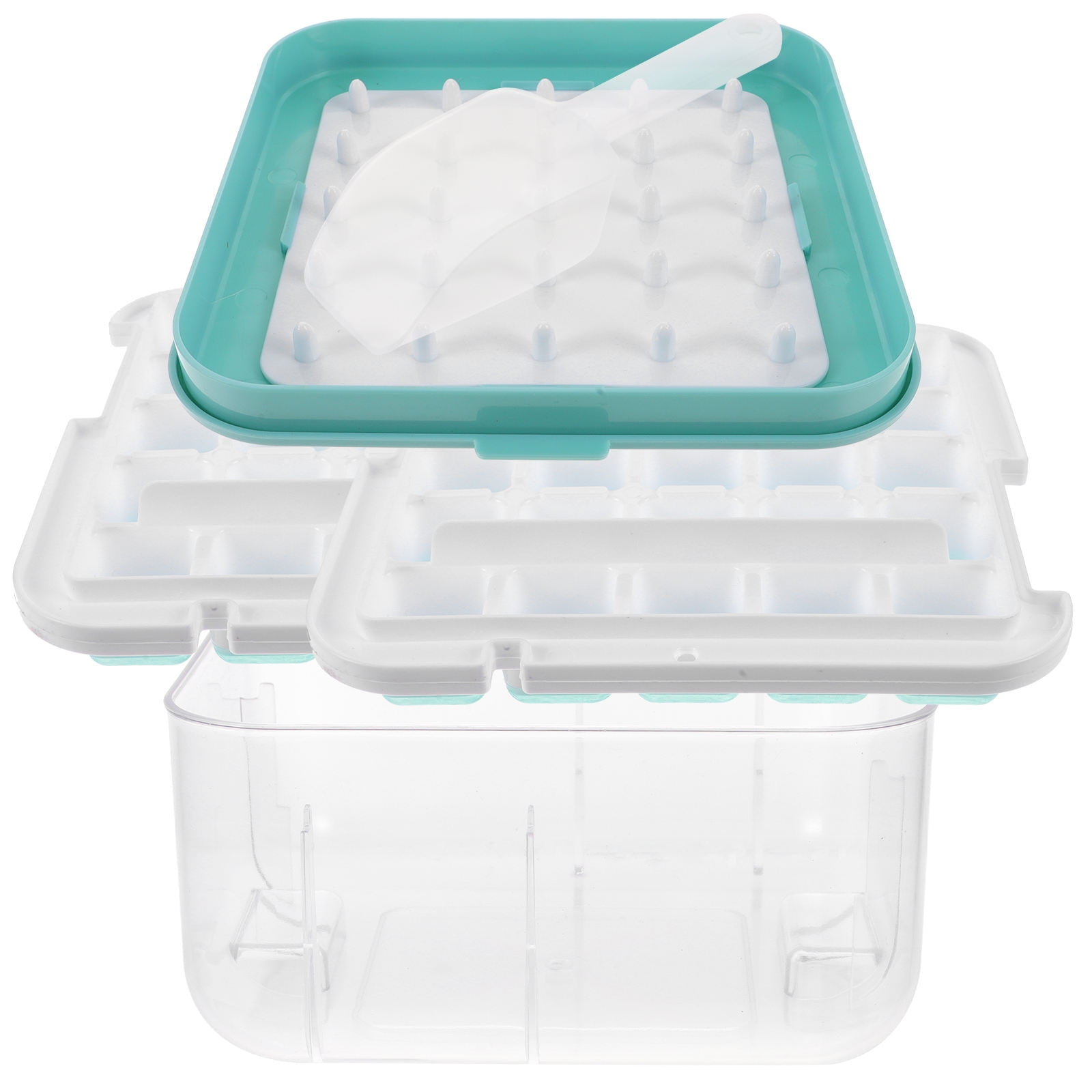 PENIKOKO Blue Silicone Ice Cube Tray for Freezer with Lid and Easy ...