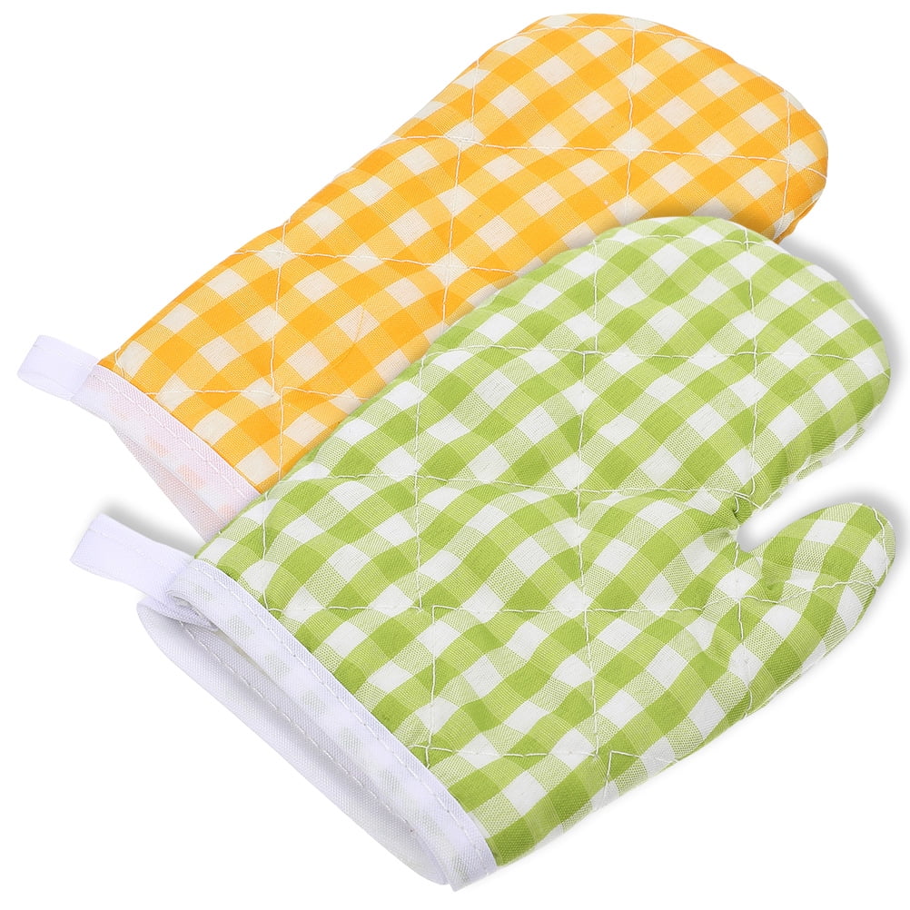 PENIKOKO Glove Oven Mitts Gold Plaid 2Pcs 6.68X4.72X0.39in Protect ...