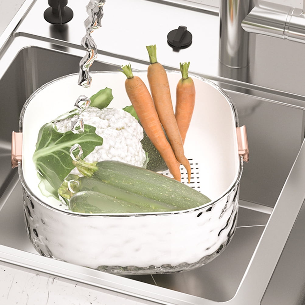 PENIKOKO 2Set Kitchen Vegetable Drain Basket Transparent for Fruit and ...