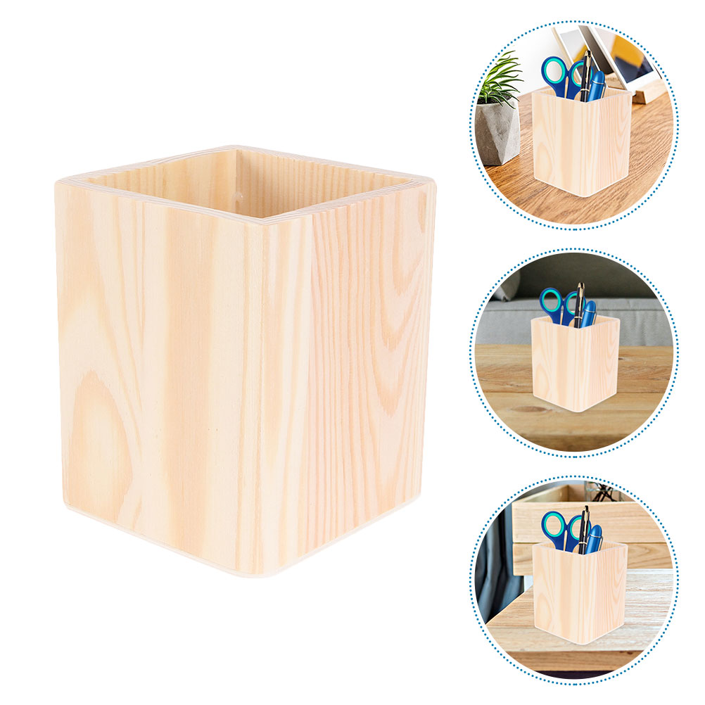 PENIKOKO 3Pack Unfinished Wood Pen Bucket Diy Pen Holder For Desktop ...