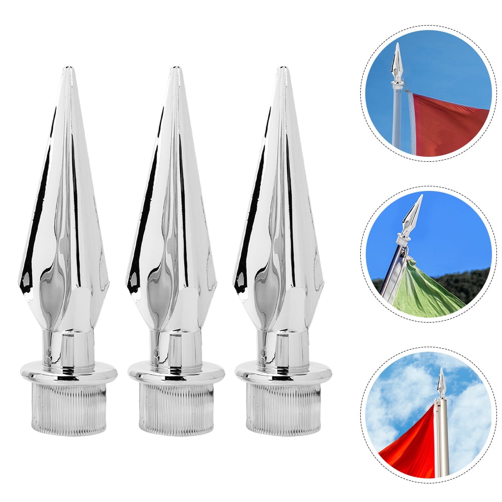 PENIKOKO 3Pcs Silver Gun Shaped Tip Flagpole Topper Plastic Decorative ...