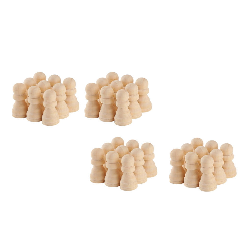 PENIKOKO 48Set Unpainted Chess Pieces Wood Pawn Chess Pieces Unfinished ...