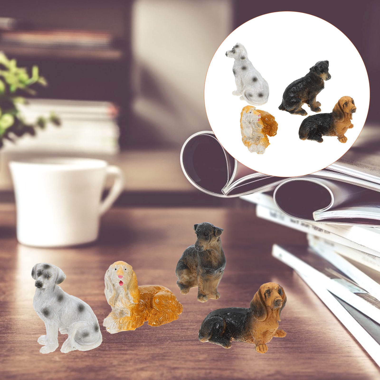 PENIKOKO 4Pcs Mini Dog Figurines Resin Doll House Mini Assorted Color ...